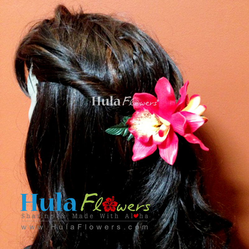 Hawaiian Cymbidium Orchid Hair Clip | HulaFlowers.com