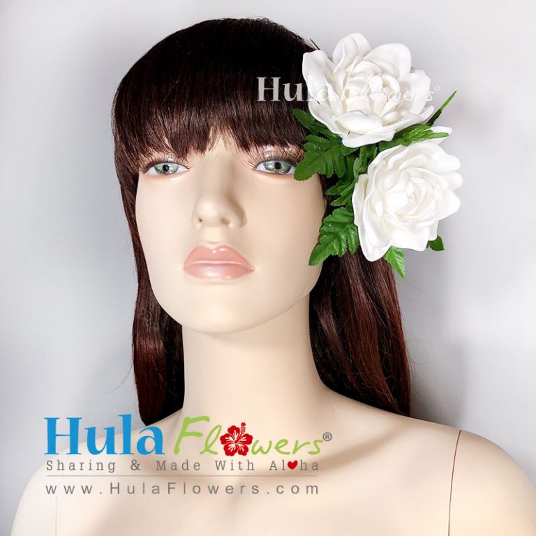 Hawaiian Double Gardenia Hair Clip | HulaFlowers.com