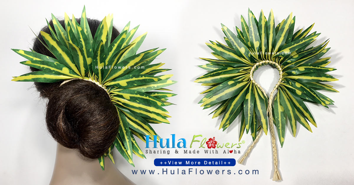 Silk Croton Leaves Half Hair Bun | HulaFlowers.com