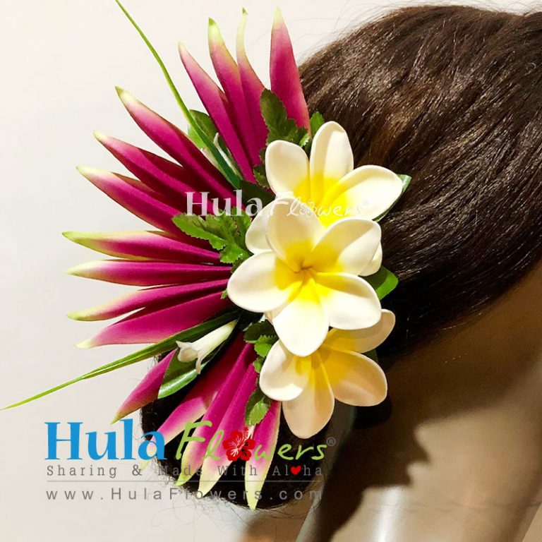 Silk Heliconia & Plumeria Hair Clip | HulaFlowers.com